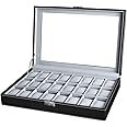 Amazon.com: SONGMICS 24 Watch Box Large Watch Case Glass Top Black ...