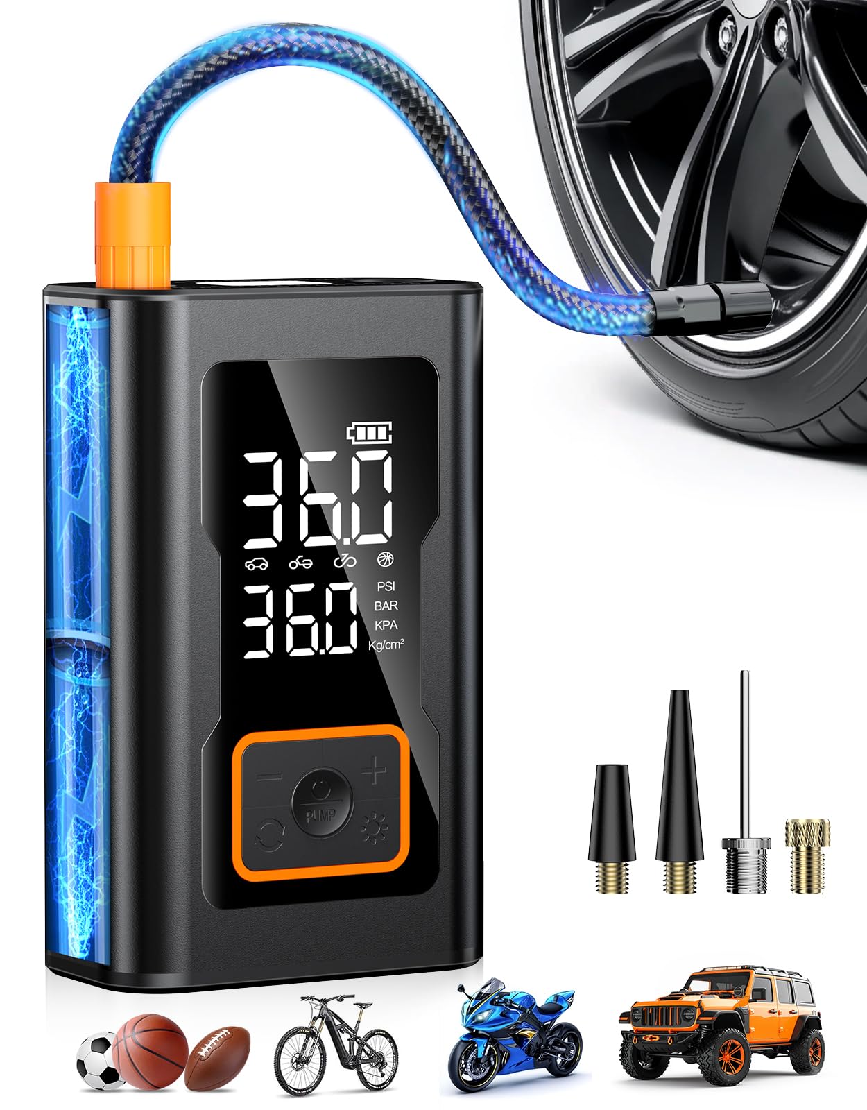 Tire Inflator Portable Air Compressor,150 PSI Bike Tire Pump - Compact ...