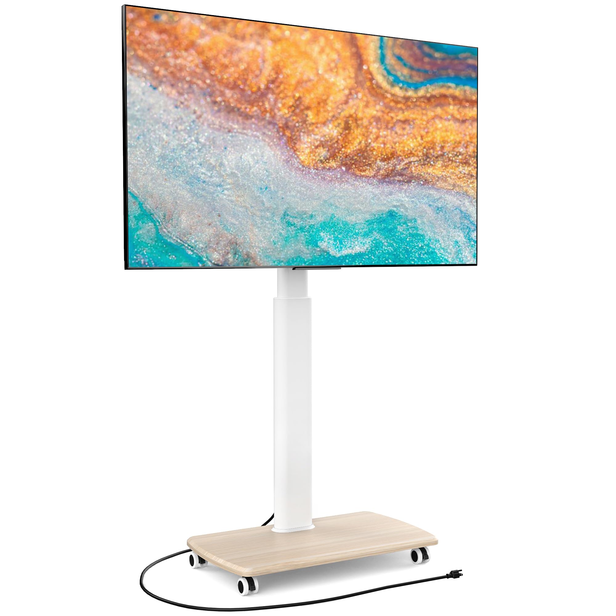 FITUEYES Rolling TV Stand With Power Outlets, Swivel Portable TV Stand ...