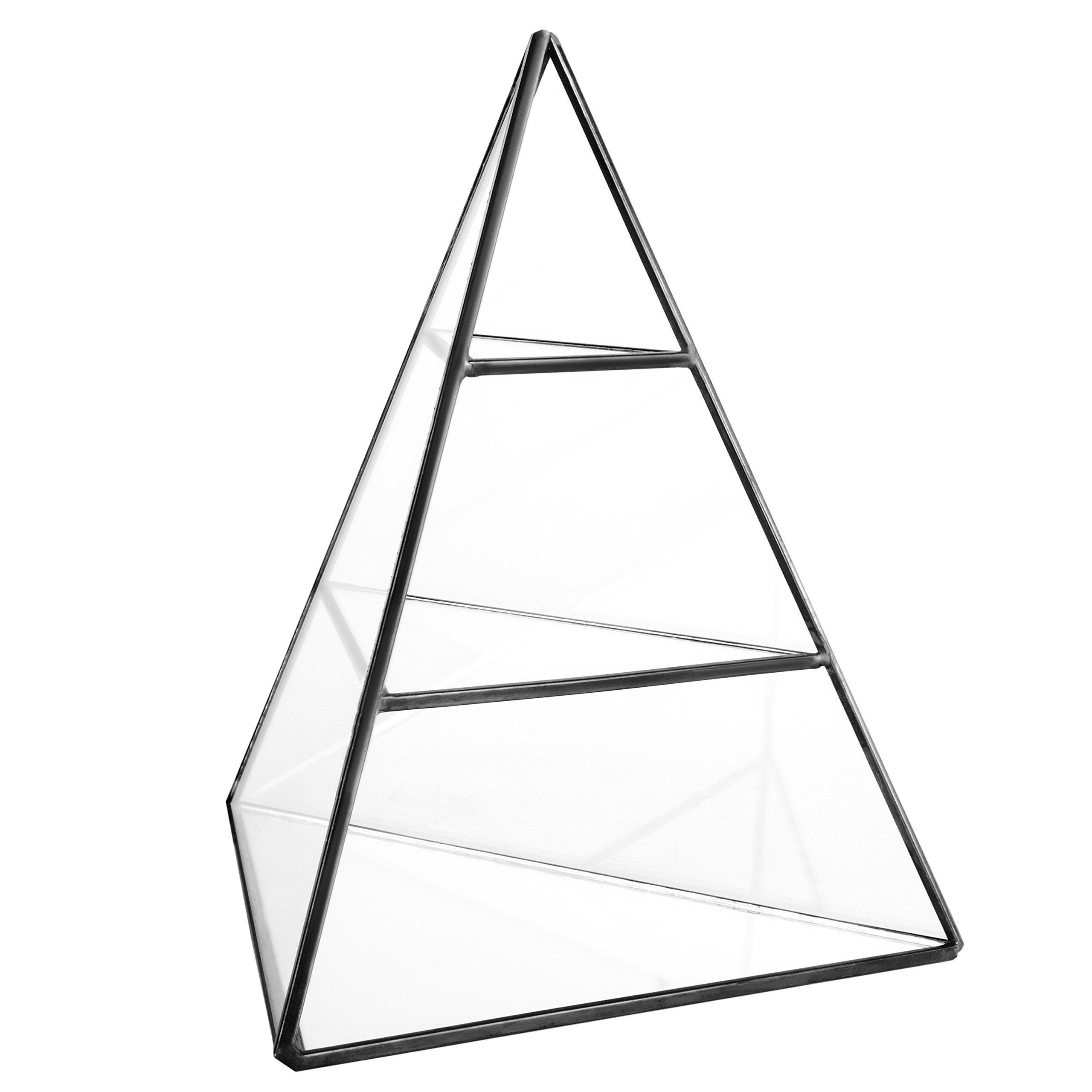 MyGift 3-Tier Glass Pyramid Jewelry Stand Display Case with Vintage ...