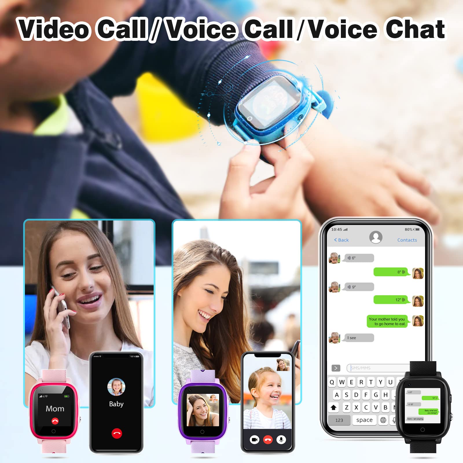 Mua 4G Smart Watch for Kids with SIM Card, T5 Kids GPS Tracker Watch ...