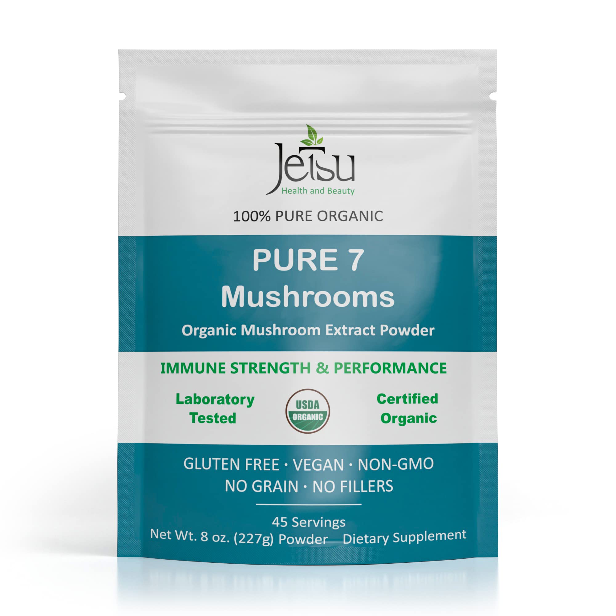 Jetsu Pure 7 Organic Mushroom Extract Powder, Chaga, Cordyceps, Lion's ...