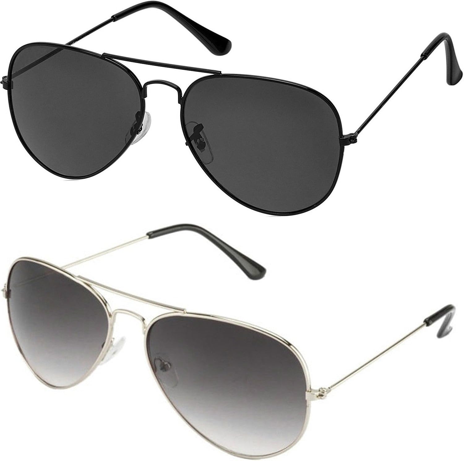 SHEOMY GOGALS FOR BOYS - COMBO OF STYLISH BLACK AVIATOR AND SILVER GREY ...