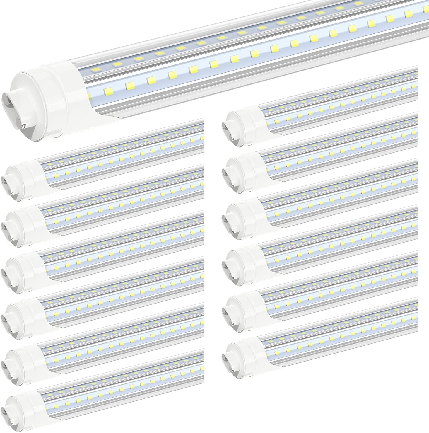 JESLED R17D/HO 8FT LED Bulbs - (12 Pack) Rotate V Shape, 5000K Daylight ...