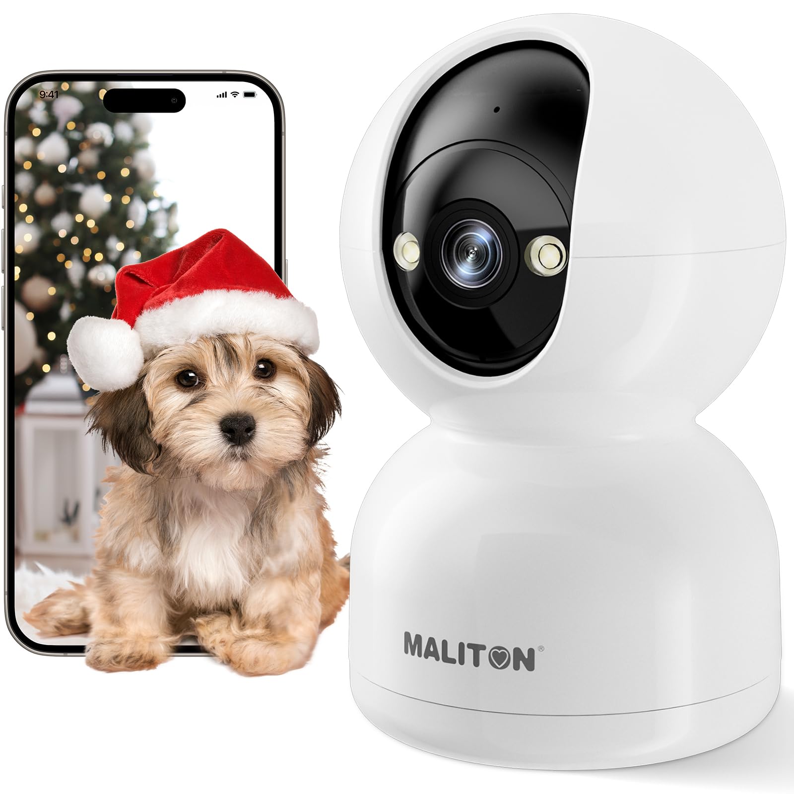 Maliton Security Camera Indoor 2K, WiFi Camera for Home Security with ...