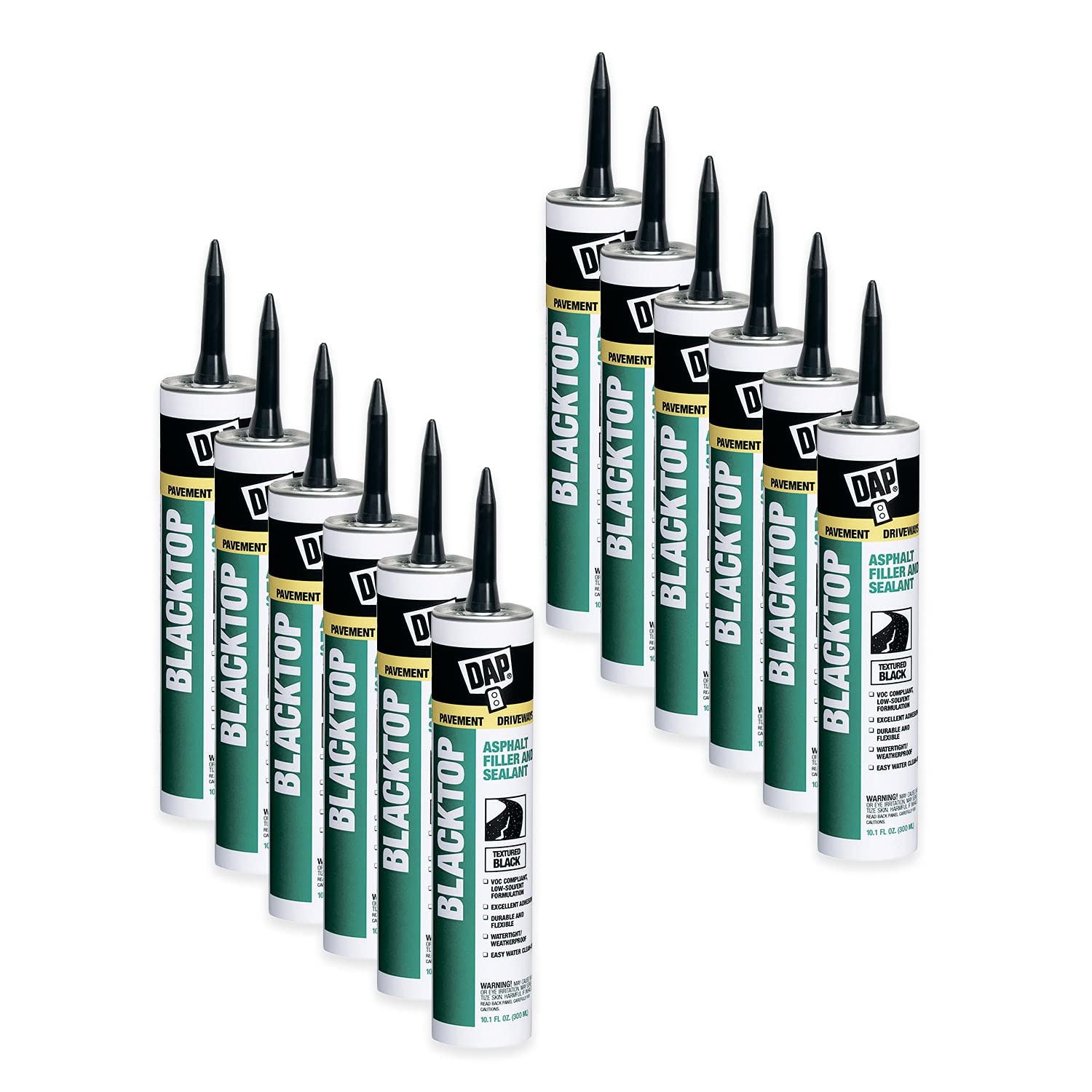 DAP 27065 12 Pack 10.1 oz. Blacktop Asphalt VOC-Compliant Filler and Sealant, Textured Black for ...