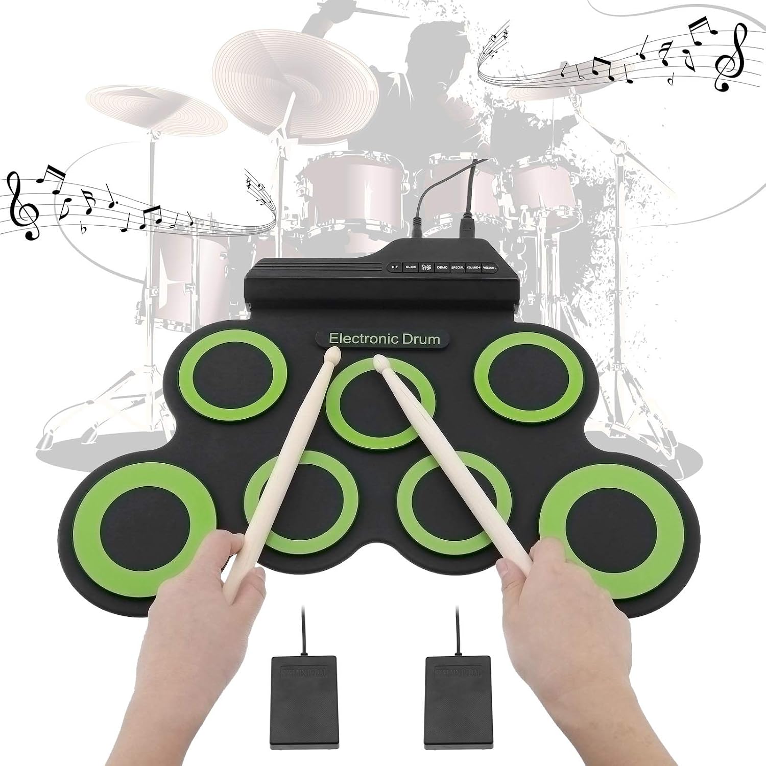 Roll up Silicon Electric Drums Digital Electronic Drum Pad Kit with ...