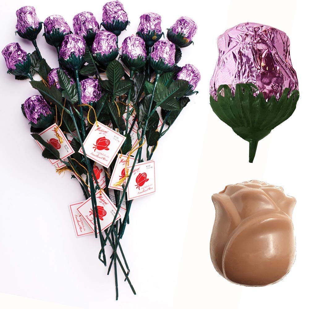 Amazon.com : One Dozen Belgian Milk Chocolate Roses in Gift Box ...