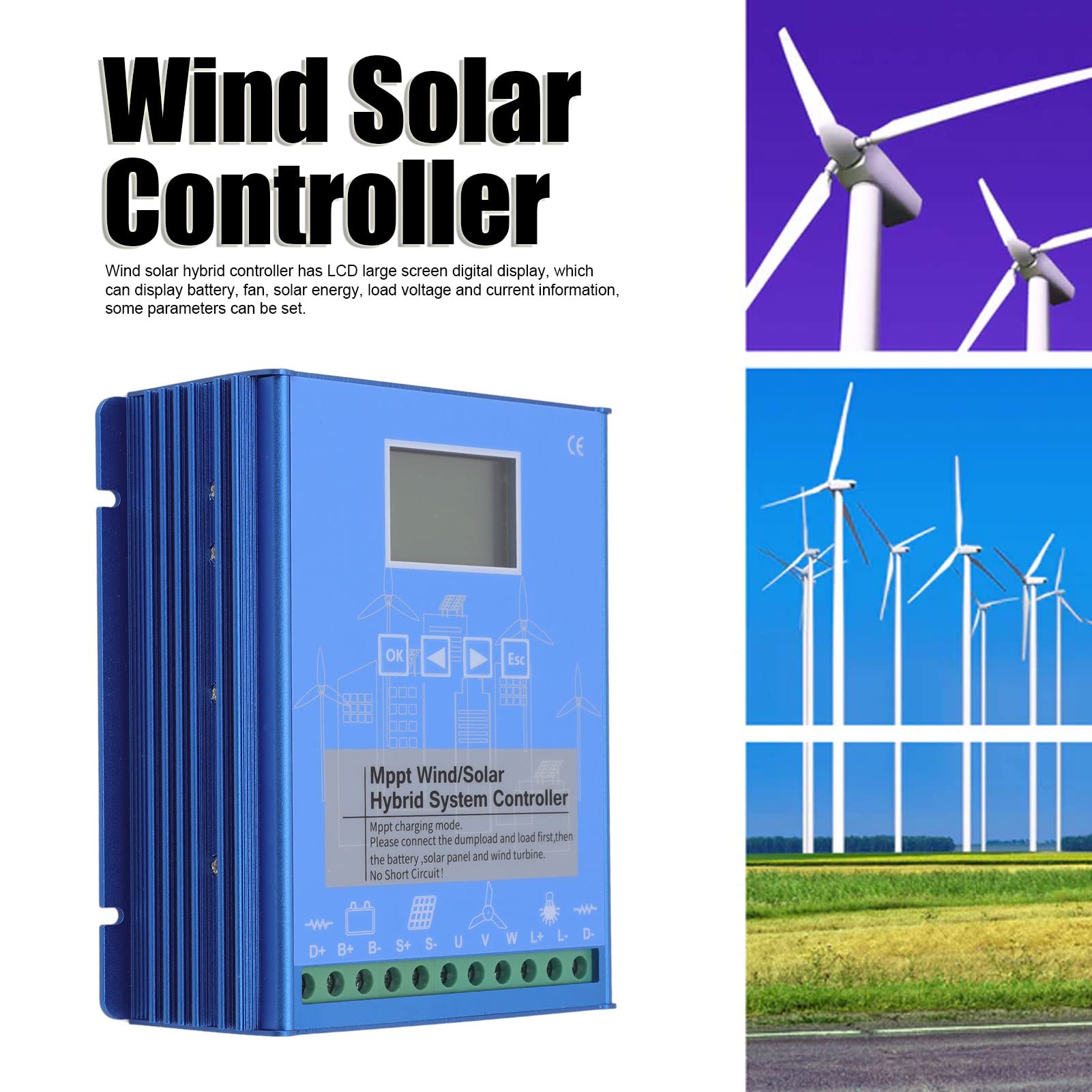 Mua FOUF Wind Solar Hybrid Controller, 12V 24V LCD Display MPPT Boost ...
