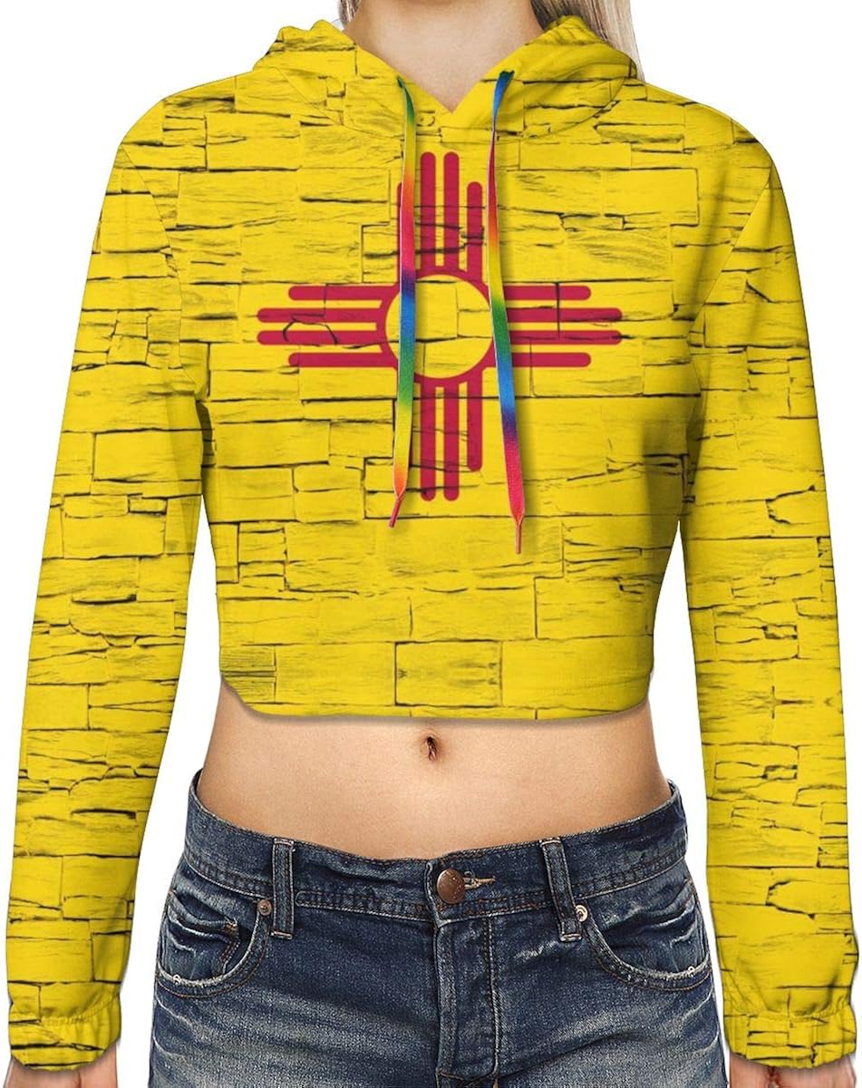 Amazon.com: New Mexico State Flag Women's Pullover Crop Top Hoodie ...
