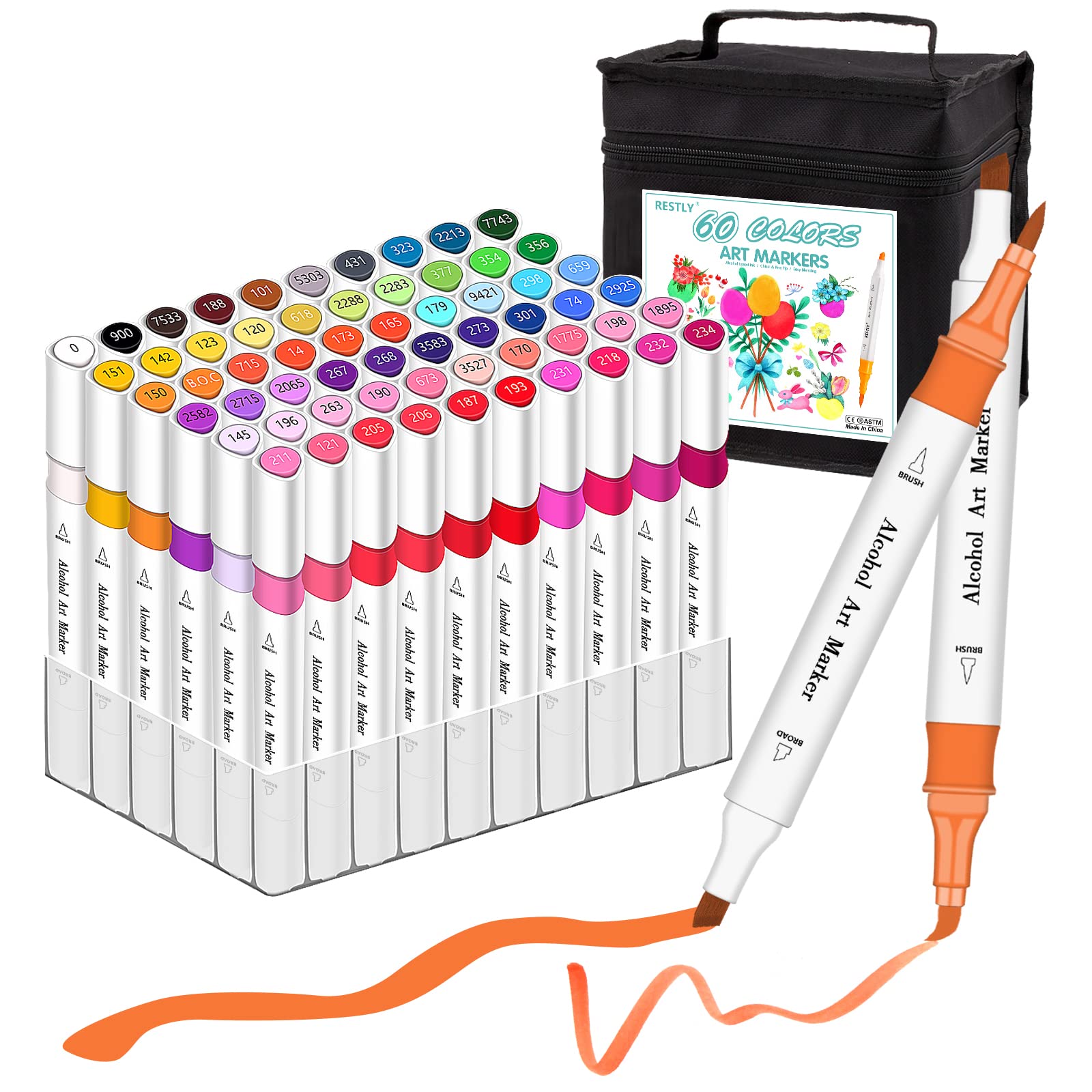Mua RESTLY Premium 60 Alcohol Markers Set for Drawing & Sketching ...