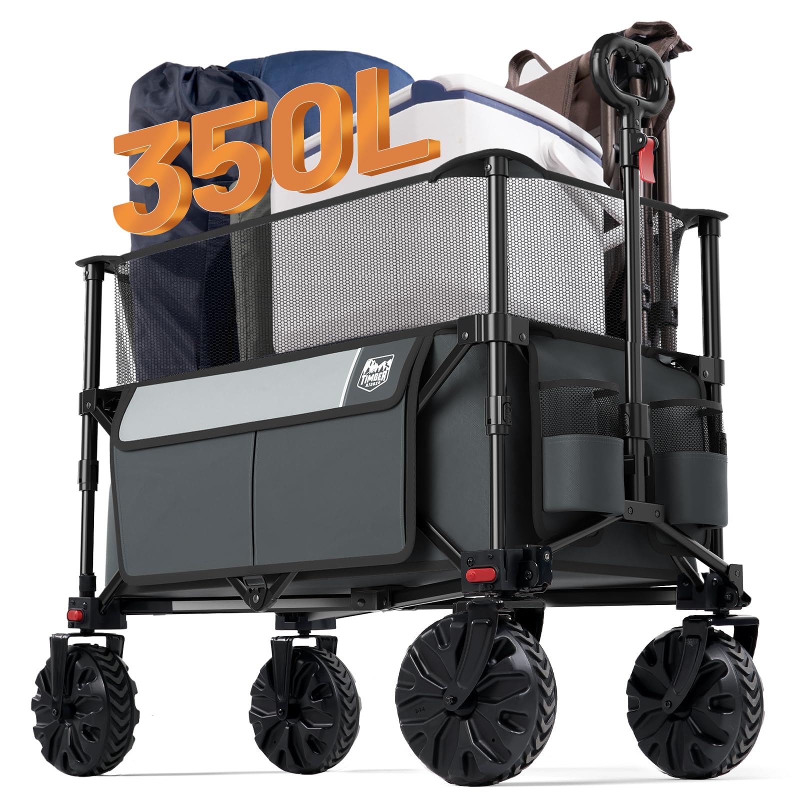TIMBER RIDGE Foldable Wagon 350L Extendable Height, 300LBS Capasity ...