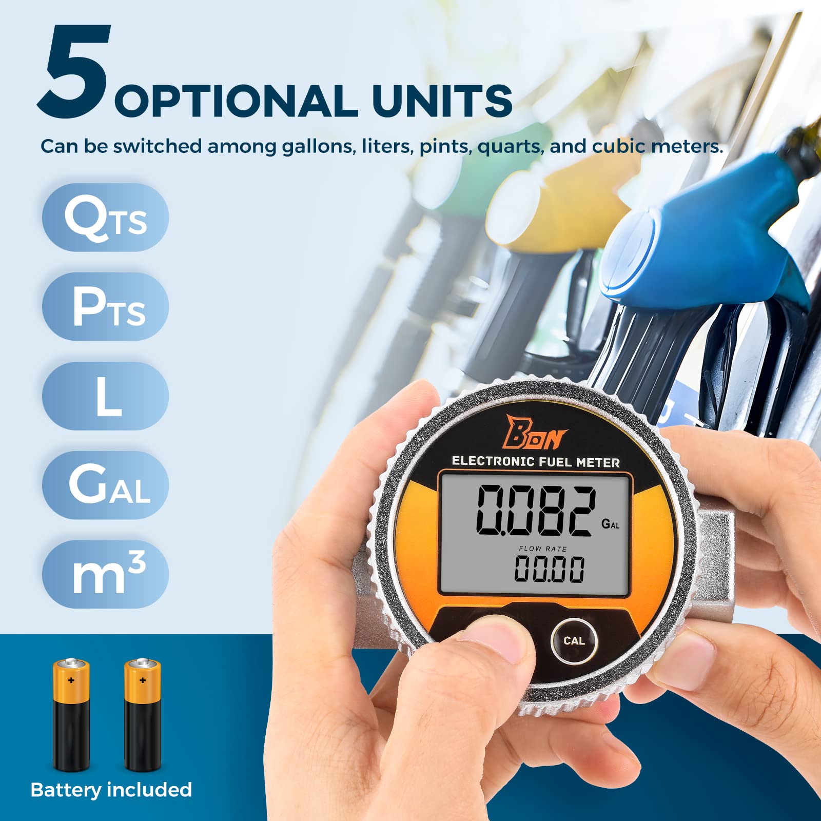 Bonvoisin Turbine Flow Meter Waterproof 1 Inch NPT Thread Fuel Flowmeter ±1% Accuracy LCD ...