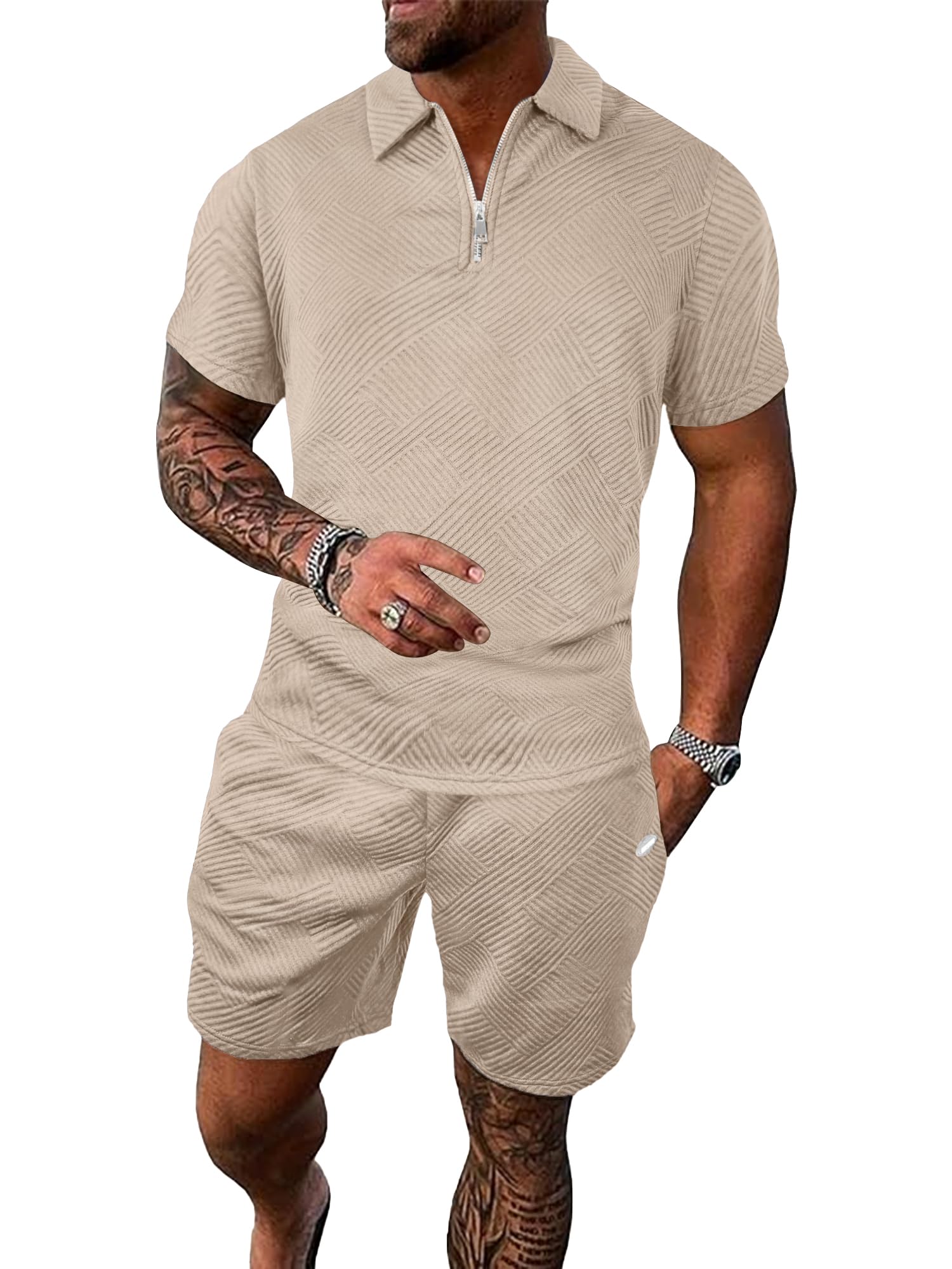 PLEPAN Two Piece Summer Sets for Men Golf Tracksuit 2 Piece Outfits ...