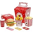 Amazon.com: Wooden Fast Food Burger Fries Deluxe Dinner Set, Kitchen ...