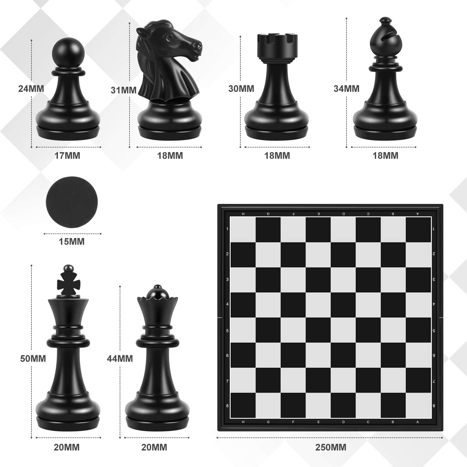 Peradix Chess Set / Backgammon / Checkers 3 in 1 Set, -Magnetic Travel ...