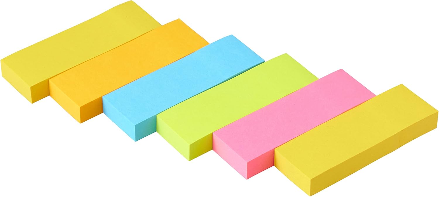 Amazon | ポストイット 付箋 強粘着 ふせん ネオンカラー 75×25mm 90枚×6冊 500-6SSAN-AM | 文房具 ...