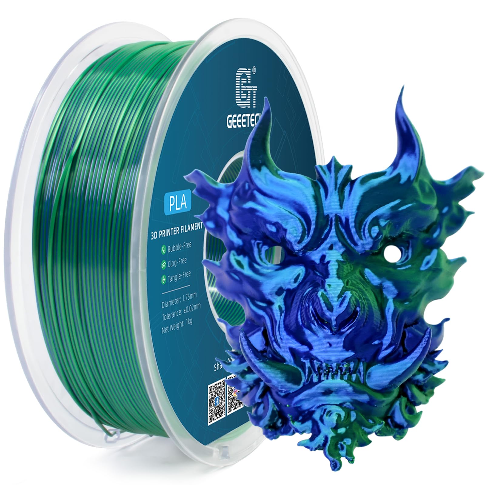 Geeetech 3D Printer Silk PLA Dual Color Filament,Metal-Like Shiny Silk ...
