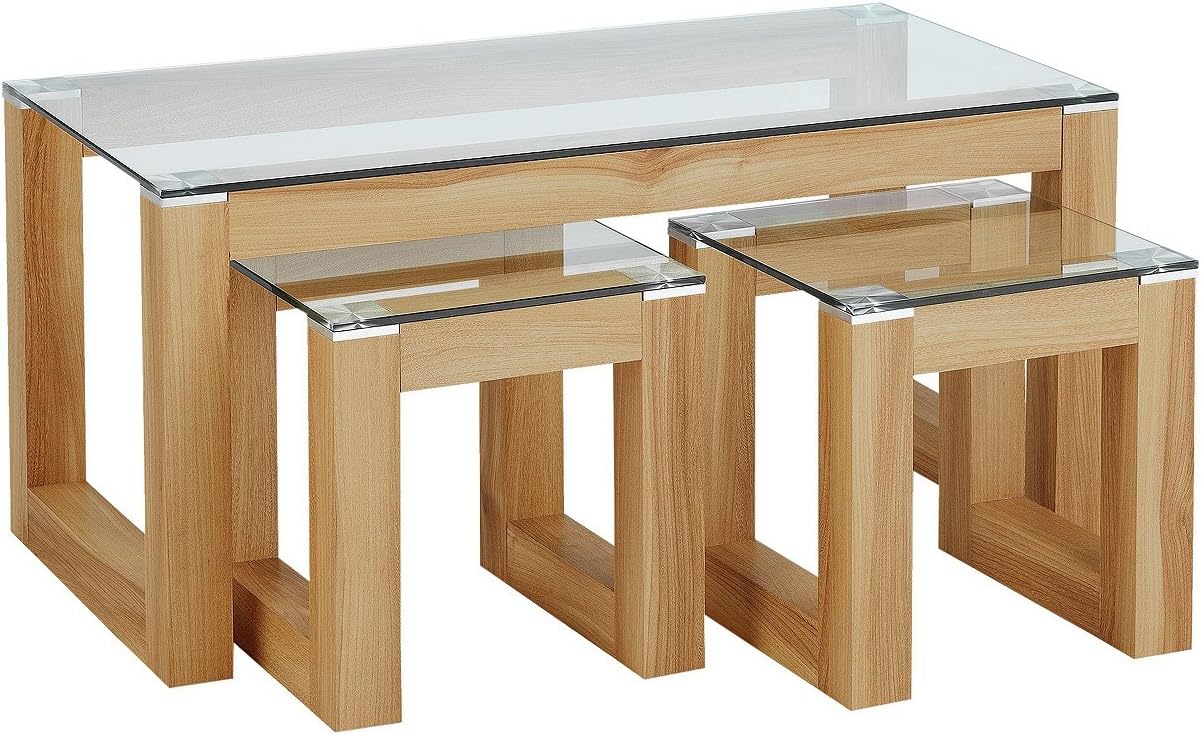 Hygena Cubic Coffee Table Set with 2 Side Tables: Amazon.co.uk: Kitchen ...