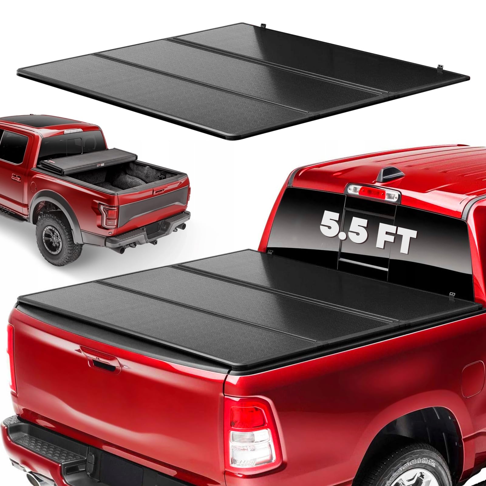 Hard Tri-Folding Truck Bed Tonneau Cover Compatible with Ford F150 2015 ...
