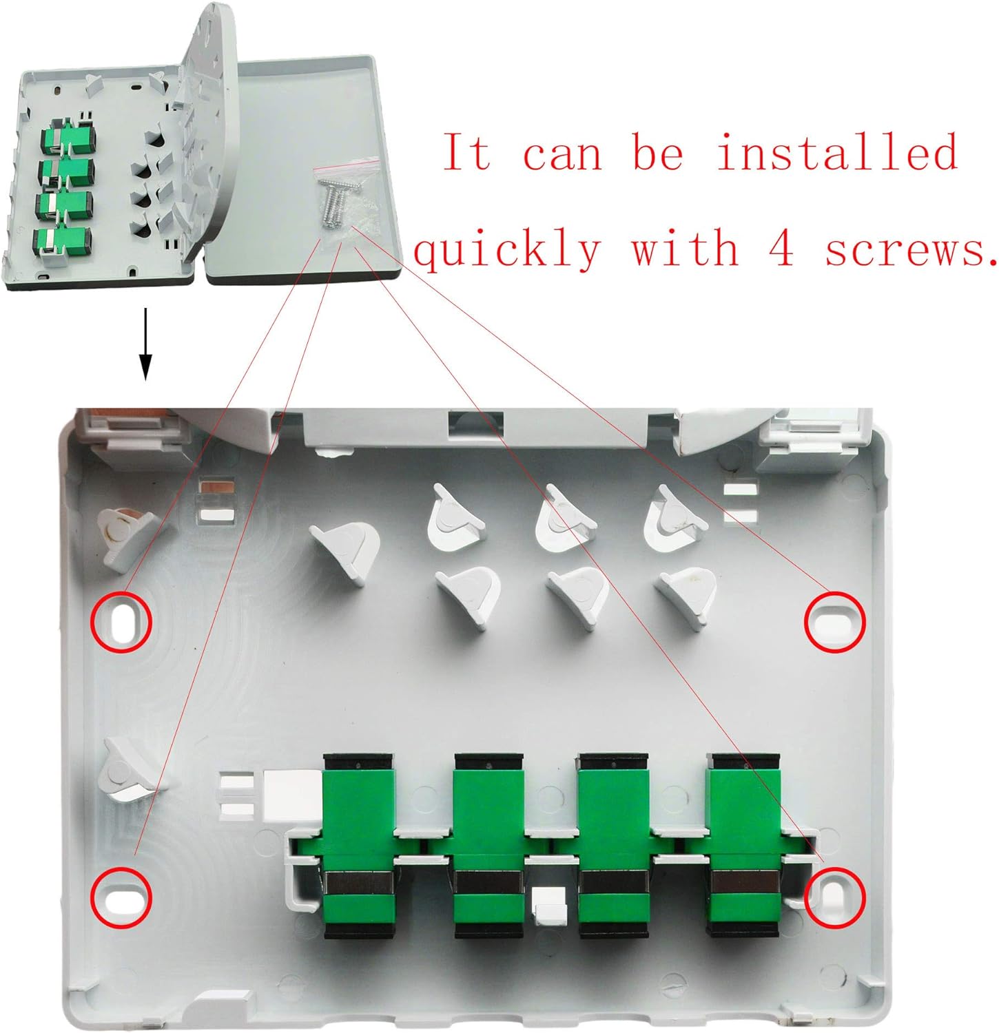 Fiber Optical Terminal Junction Box with 4 SC Flanges，4-Port Fiber ...