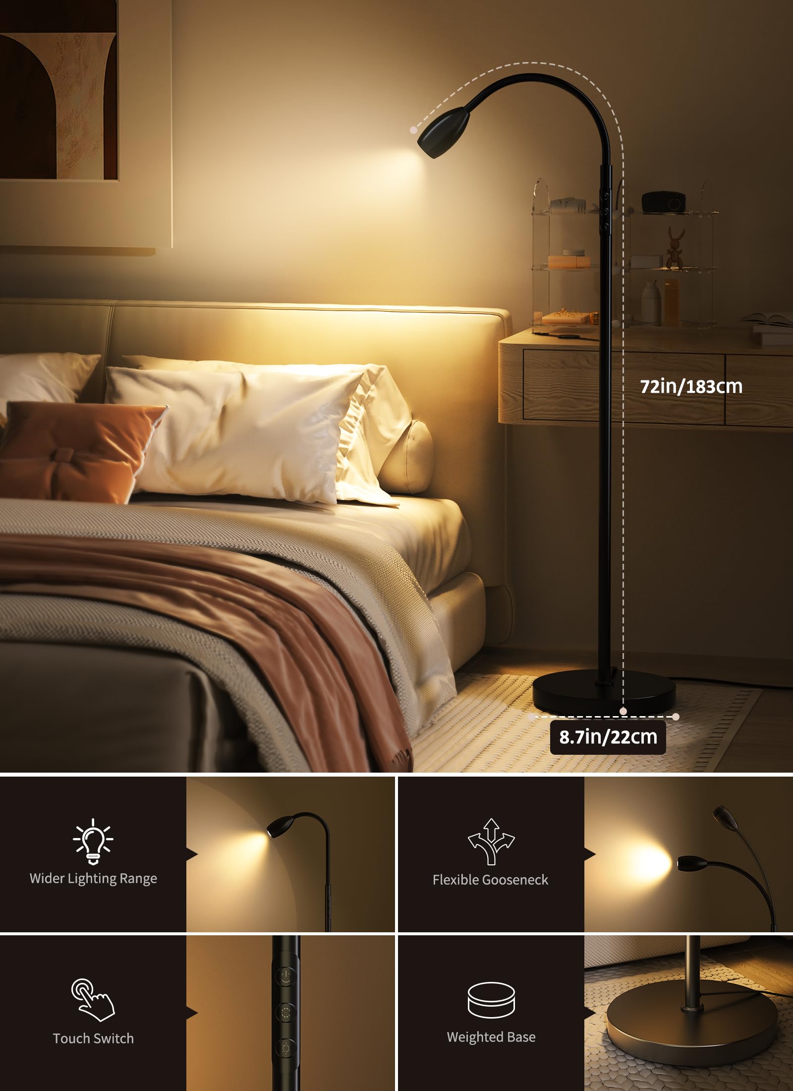 Mua Brightown LED Floor Lamp - Shrinkable Spotlights Adjustable Slim ...
