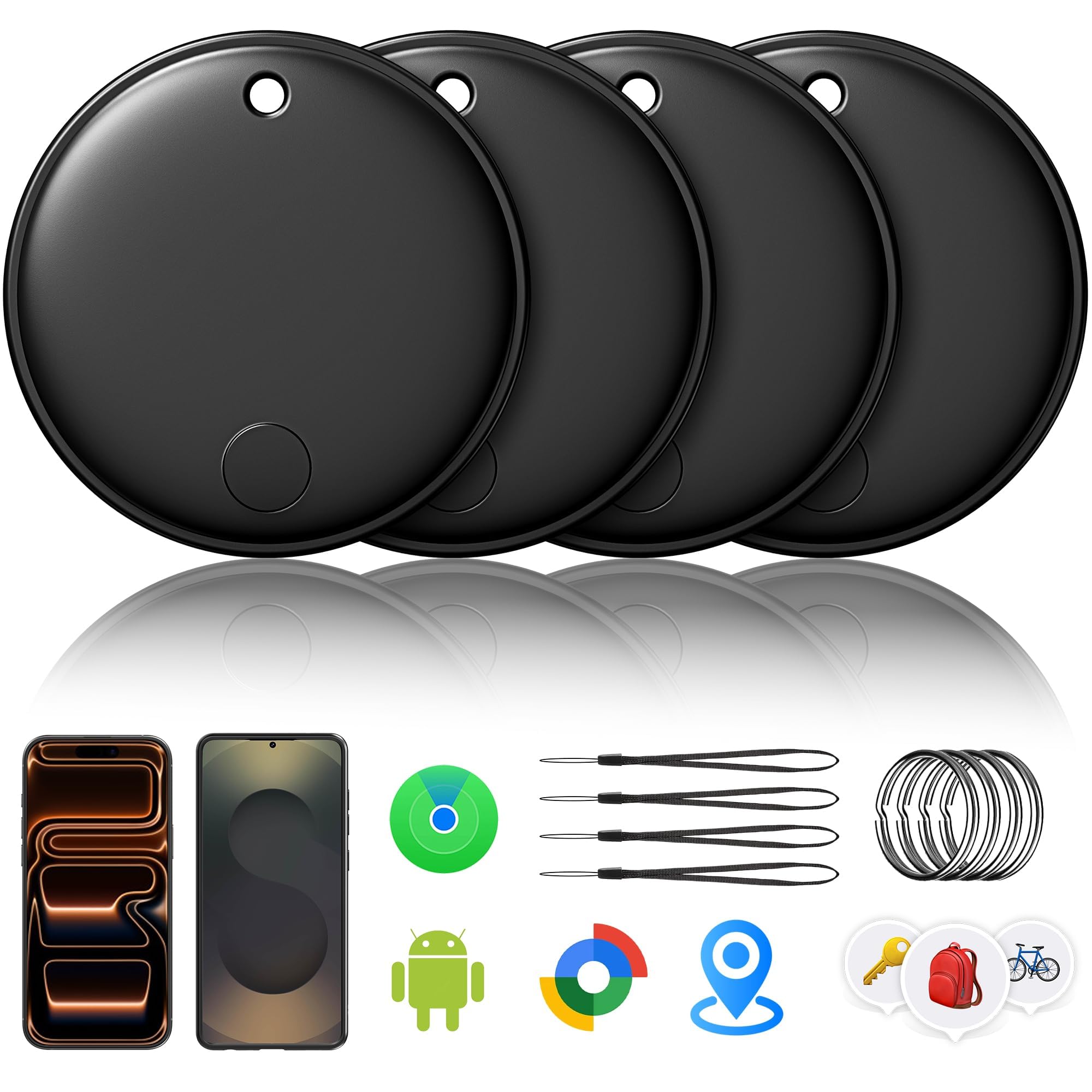 Air Tracker Smart Tags Android & iOS-4 Packs,Dual System Bluetooth Air ...