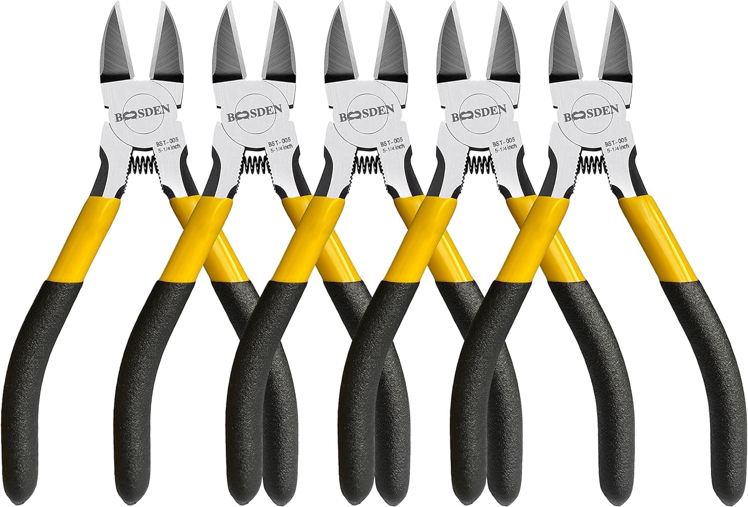 BOOSDEN 5" Wire Cutters, 5 Pack, Precision Cutting Pliers, Ultra Sharp ...