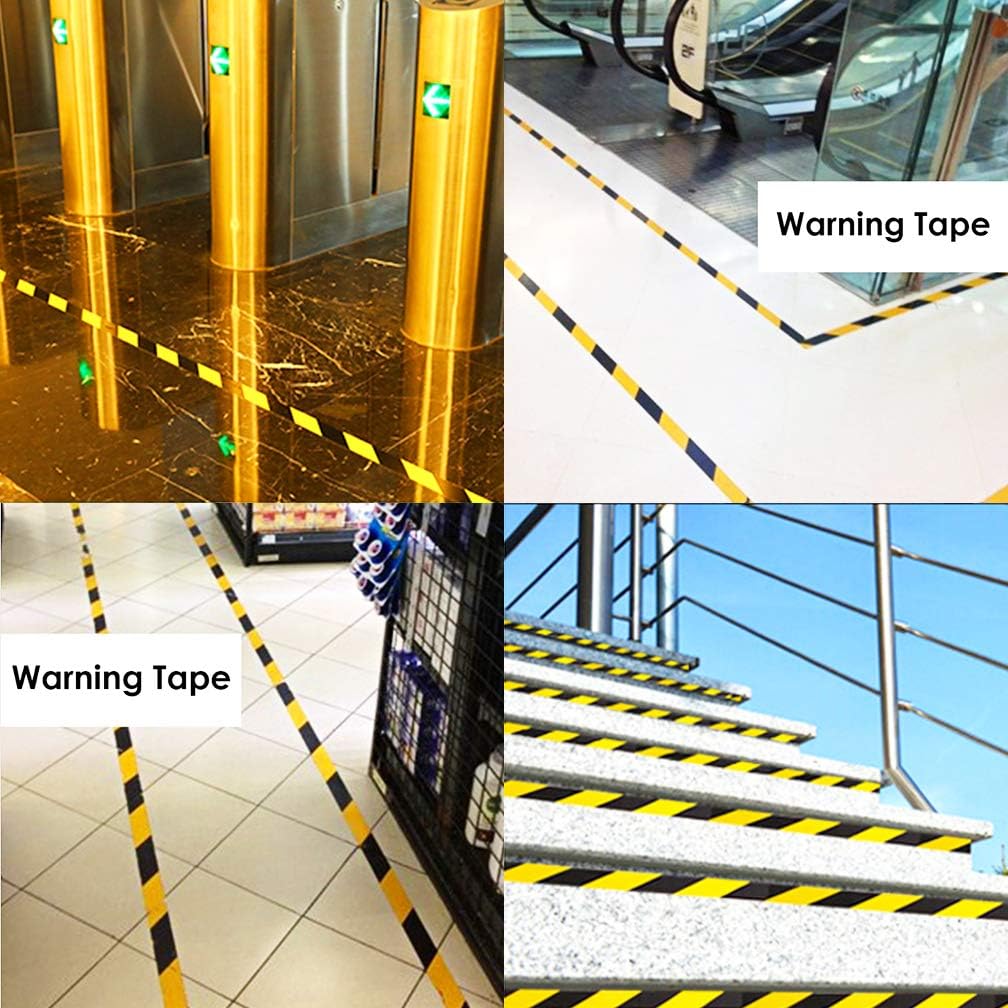 Hazard Tape Black and Yellow, SACONELL Safety Tape 48mm×20m, Warning ...