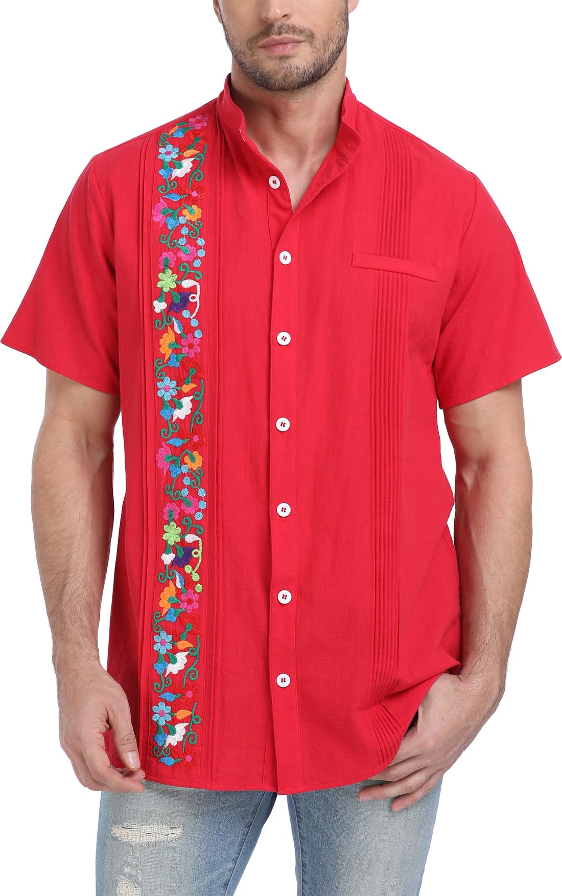 Mexican Shirts for Men Embroidered Shirt Traditional Floral Fiesta ...