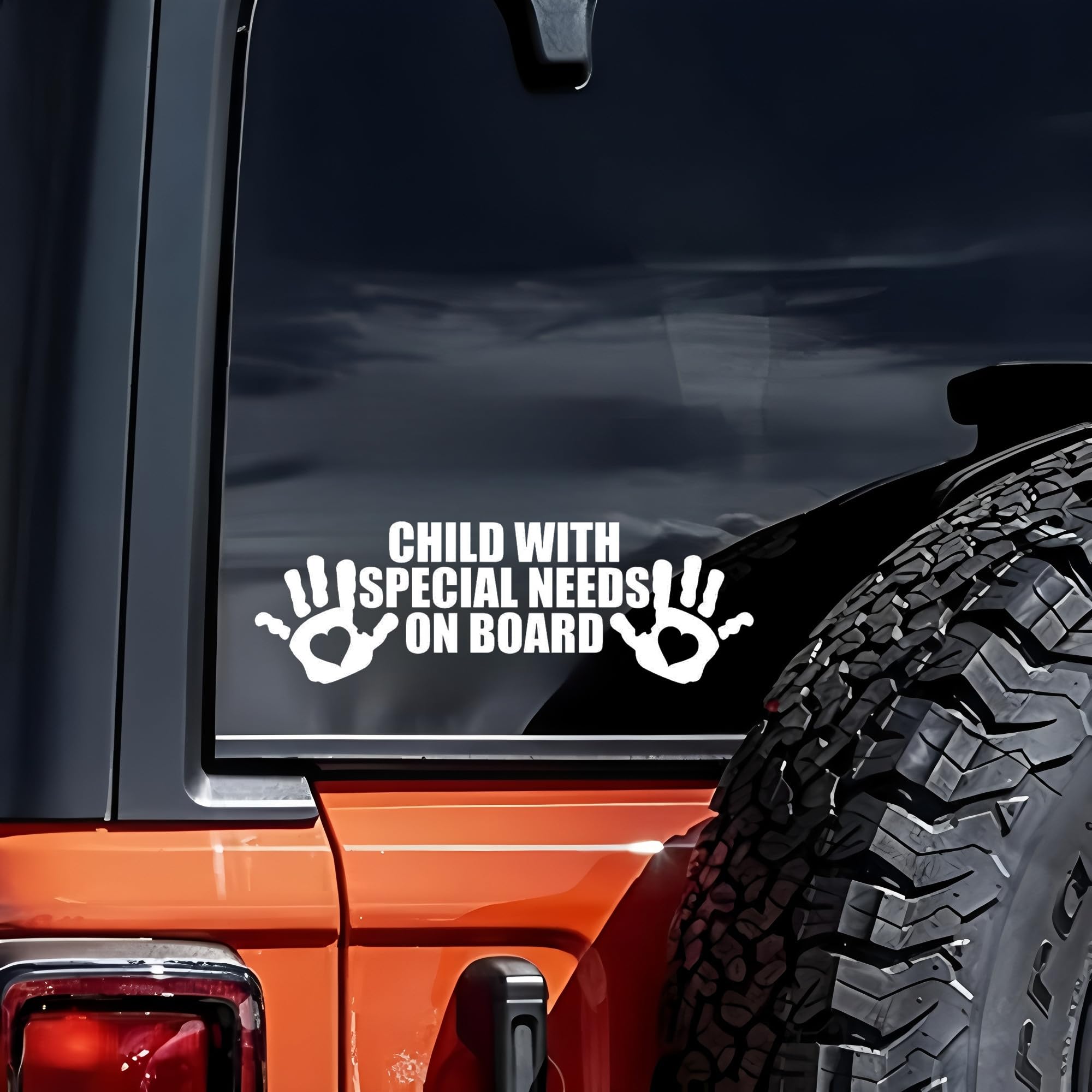 Special Needs Child Warning Sticker | Handprint Car Decal with Heart ...