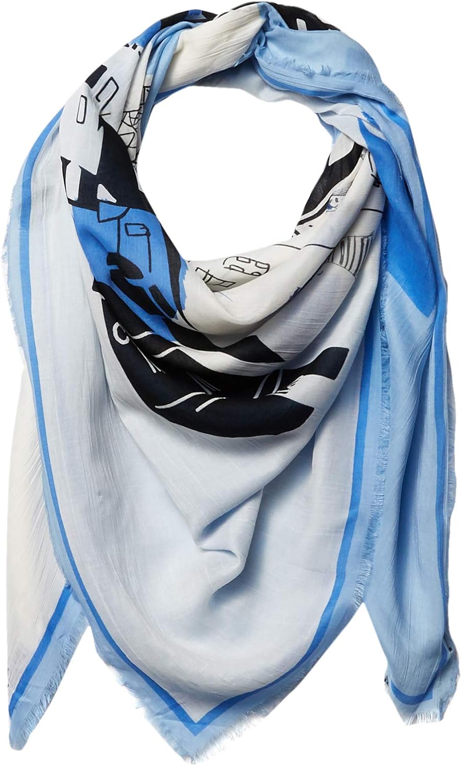 Karl Lagerfeld Paris Women's Printed Square Scarf, Cadet Blue, One Size ...