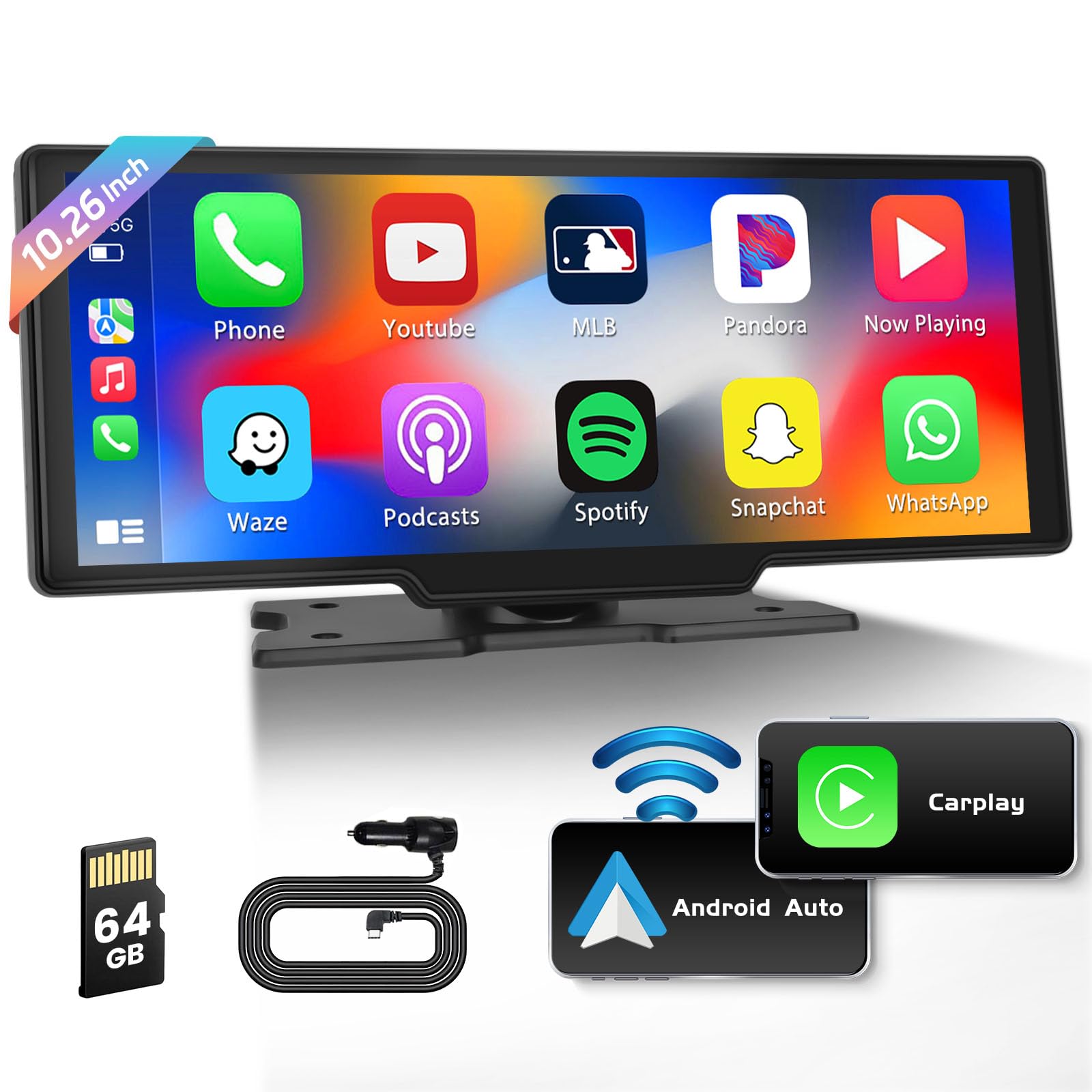 Mua Hikity 10.26 Inch Portable Wireless Apple Carplay Android Auto ...