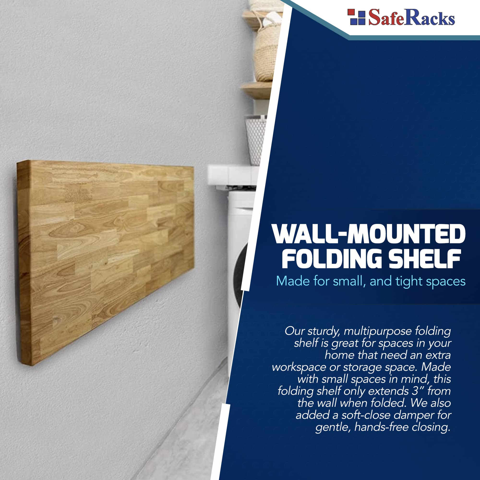 Mua SafeRacks Heavy Duty Wall Mounted Folding Table | Collapsible Workbench with Soft Close ...