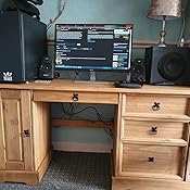 Corona Computer Desk in Distressed Waxed Pine: Amazon.co.uk: Kitchen & Home