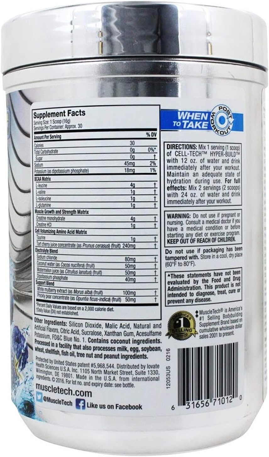 Muscletech Performance Series Cell-Tech Hyper-Build Supplement, Blue ...
