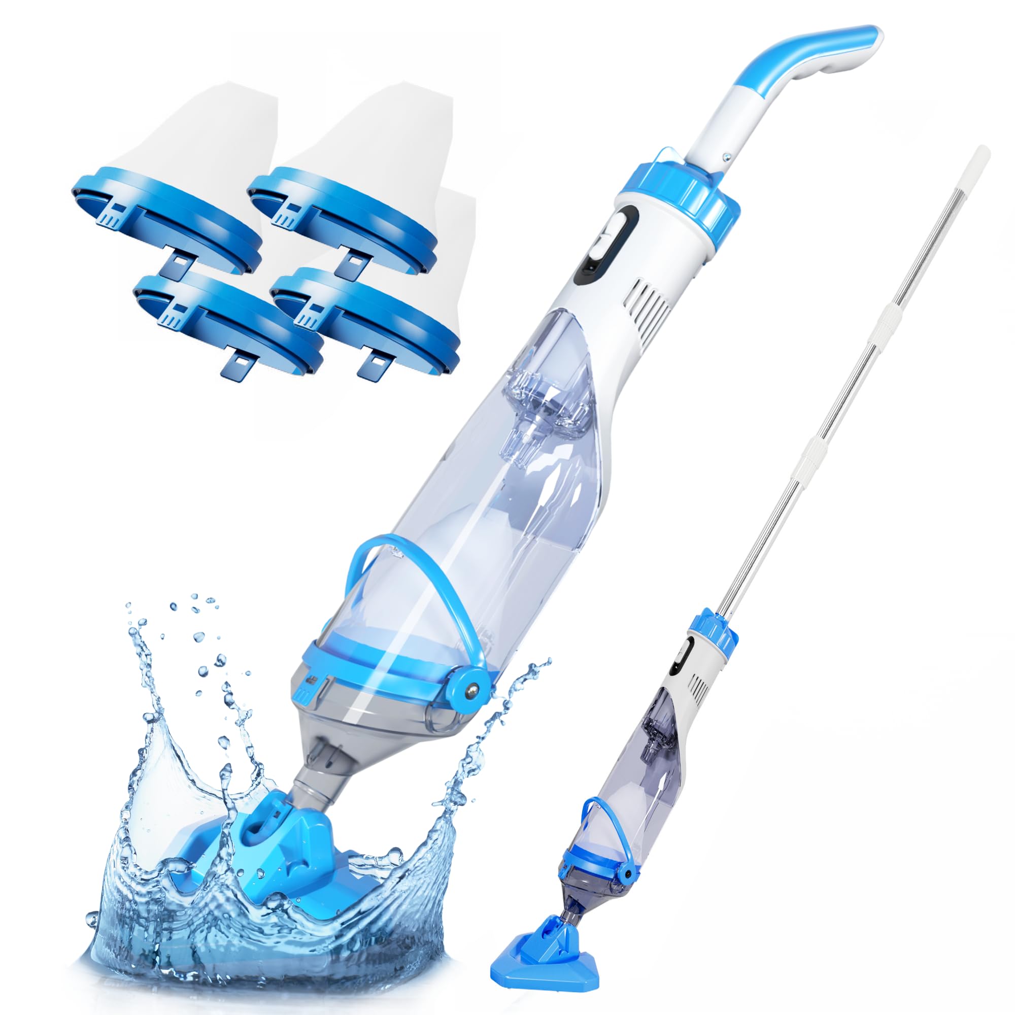 LANCHEZ Cordless Pool Vacuum with Telescopic Pole, Handheld ...