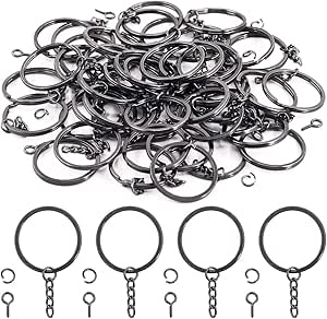 Amazon.com: Swpeet 300Pcs 7/5 Inch 35mm Black Flat Key Chain Rings Kit, Including 100Pcs Split ...