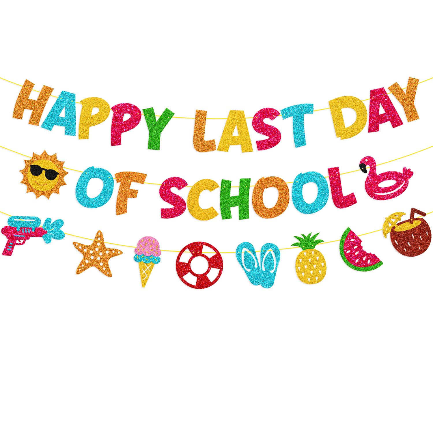 Happy Last Day of School Banner End of School Year Party Decorations ...