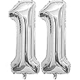 Amazon.com: 11 Balloon Number, 40 Inch Silver Foil Balloons Giant Jumbo ...