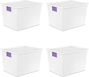 Amazon.com - Sterilite 14358004 50 Quart/47 Liter ID Box, White, 4-Pack