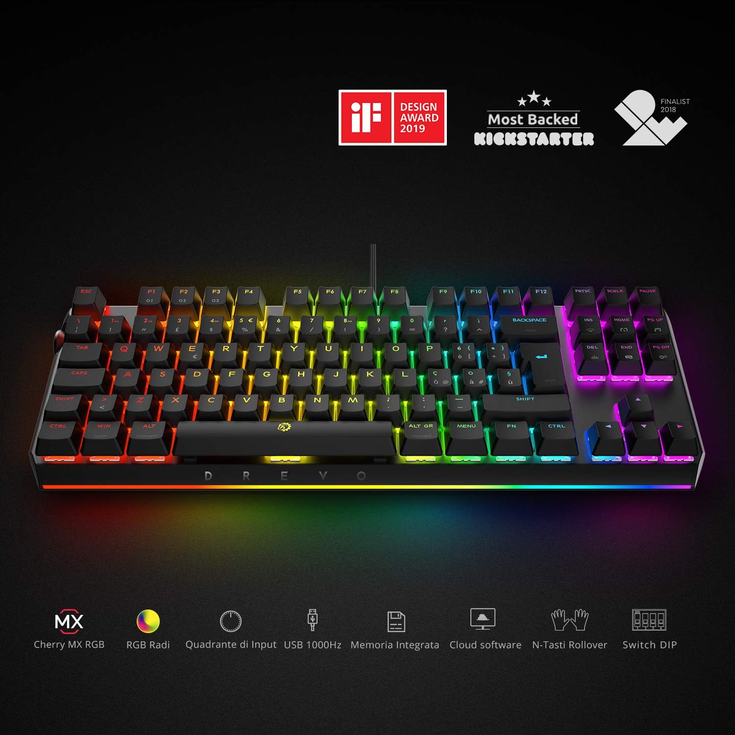DREVO BladeMaster TE Cherry MX Brown Mechanical Gaming Keyboard Radi ...