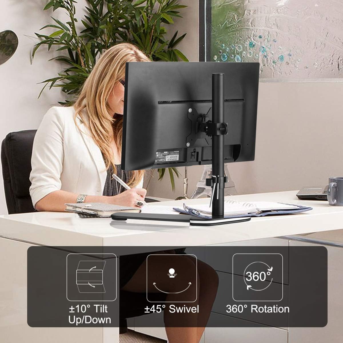 Bracwiser Single Fully Adjustable Monitor Arm Stand Mount for Monitor ...