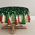 Amazon.com: Horaldaily Christmas Tablecloth 90×90 Inch Round, Christmas ...
