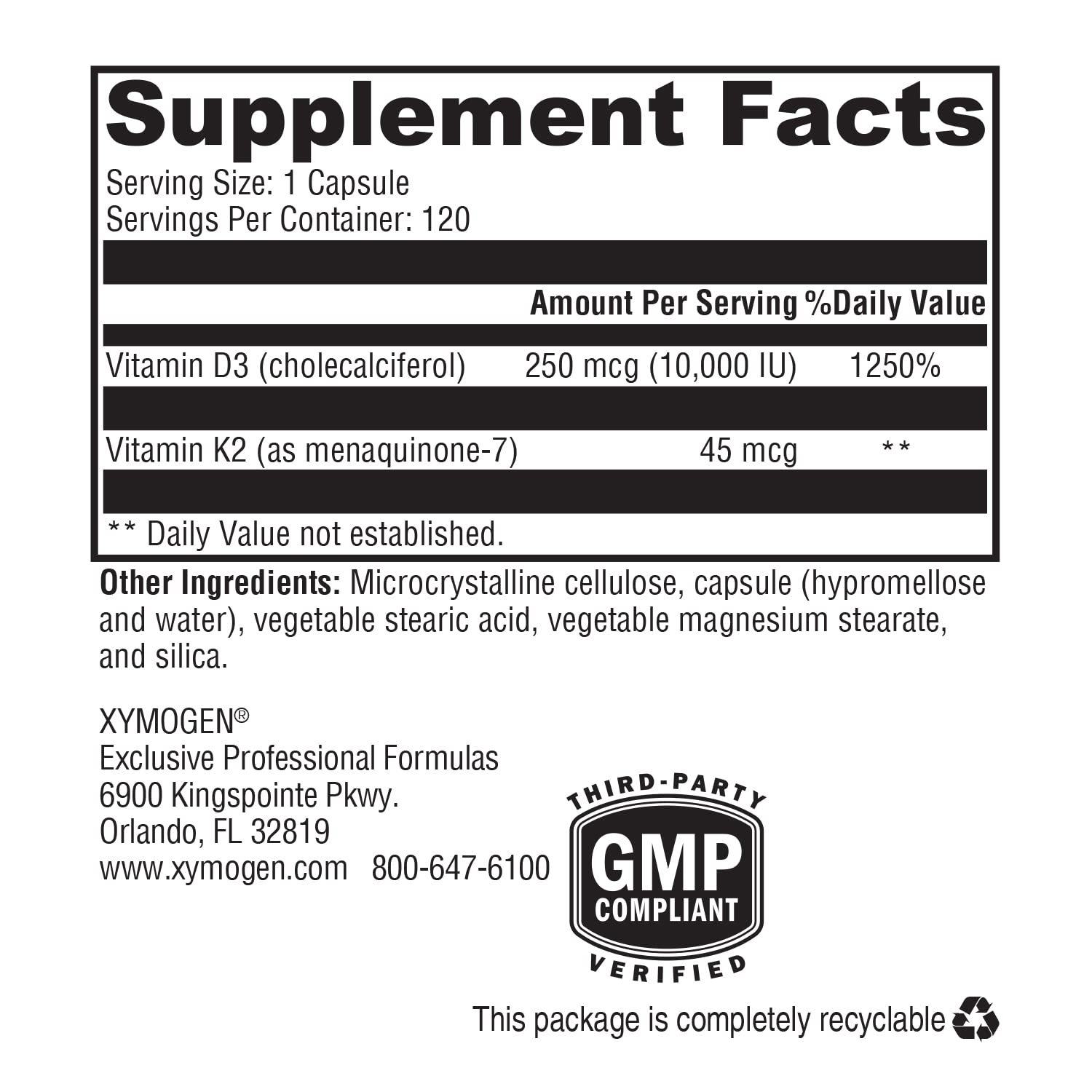 Mua XYMOGEN K2-D3 10000 - Vitamin D3 K2 - Bioavailable Vitamin D 10,000 ...