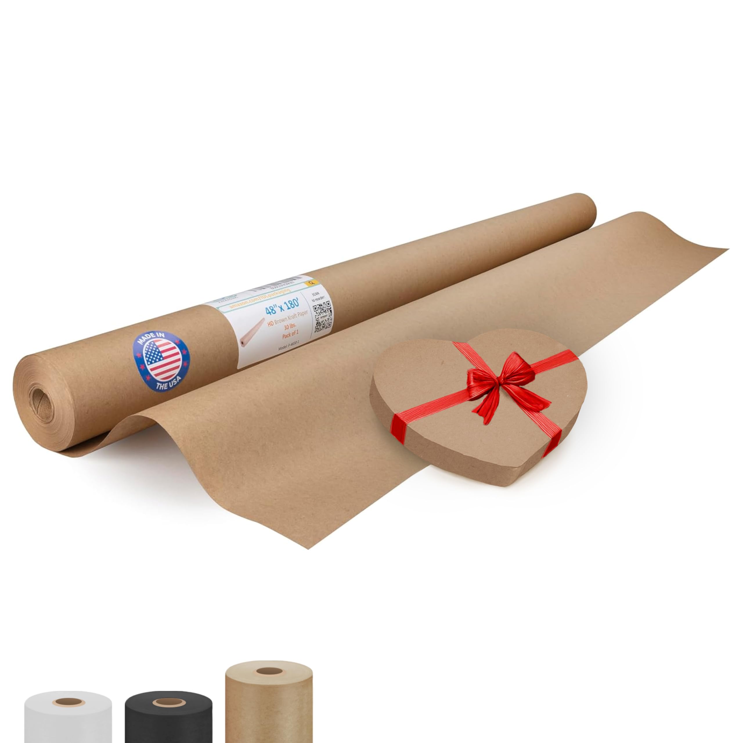 Brown Kraft Paper Roll 48" x 2160" (180 feet) - Brown Wrapping Paper ...
