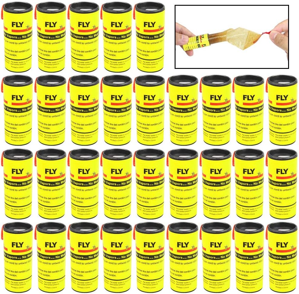 DECARETA Fly Paper,Fly Catcher,32 Pack Fly Catcher Strips,Sticky Fly ...