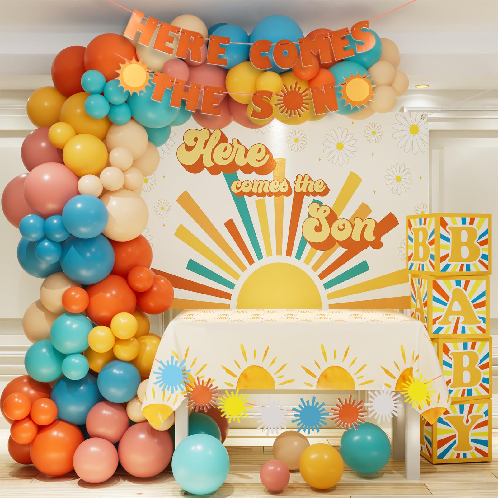 Here Comes the Son Baby Shower Decorations Boho Baby Shower Decorations Sun Theme Sunshine ...