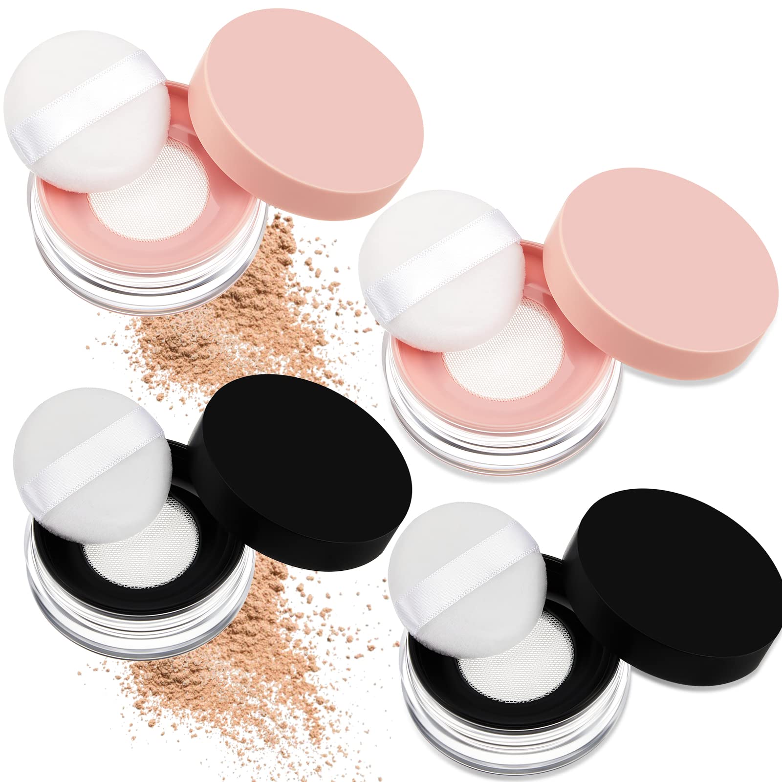 Tessco 4 Pcs 10ml/0.34oz Dusting Powder Containers with Puff Portable ...
