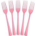 Amazon.com: Pink Plastic Forks 100 Pcs Pink Forks Disposable Utensils ...